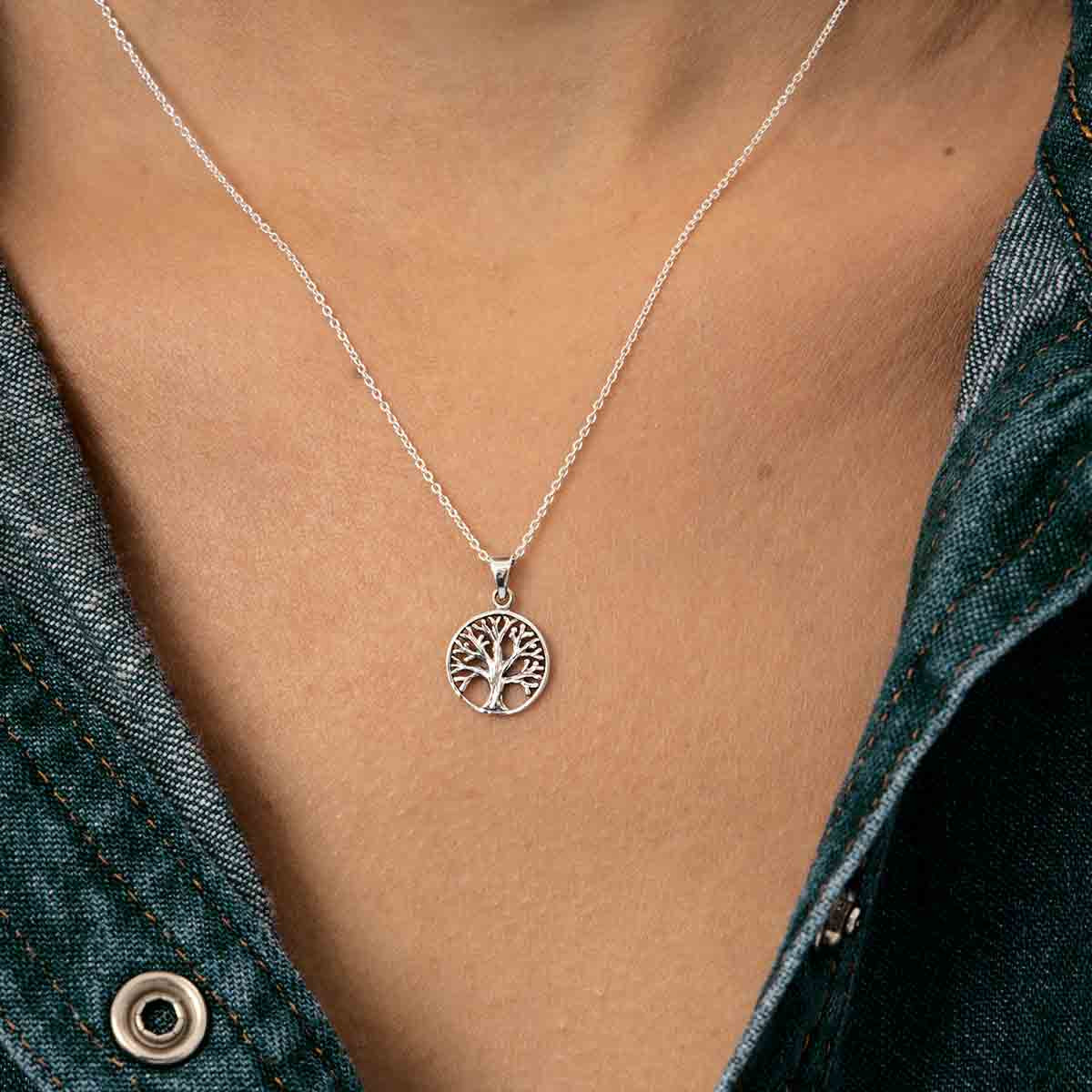 Pendentif symbole arbre de vie forgé en argent massif | Mes-bijoux.fr